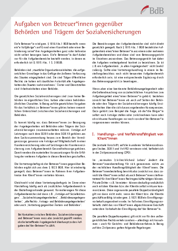 Abgrenzung und Zusammenarbeit von rechtlicher Betreuung und anderen ...